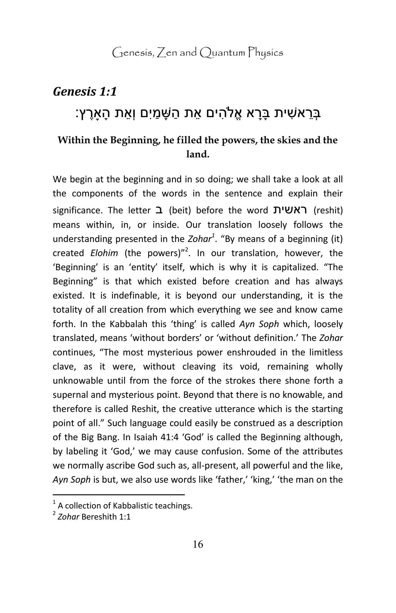 Book: Genesis, Zen and Quantum Physics